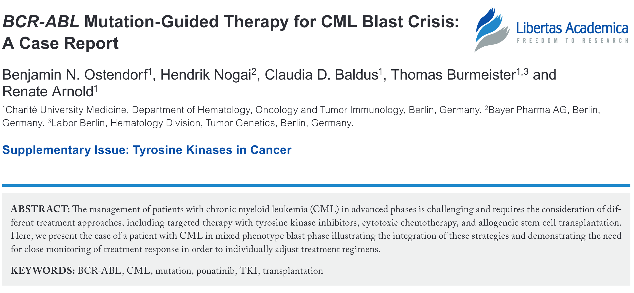 BCR-ABL Mutation-Guided Therapy for CML Blast Crisis: A Case Report ...